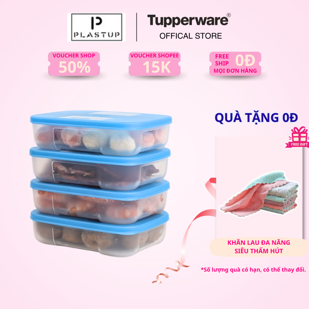 Hộp trữ đông Tupperware 650ml dẹt Freezermate Happy Set | Shopee Việt Nam