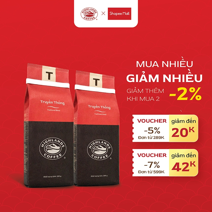 COMBO 2 gói Cà phê rang xay Truyền Thống Highlands Coffee 200g | Shopee ...