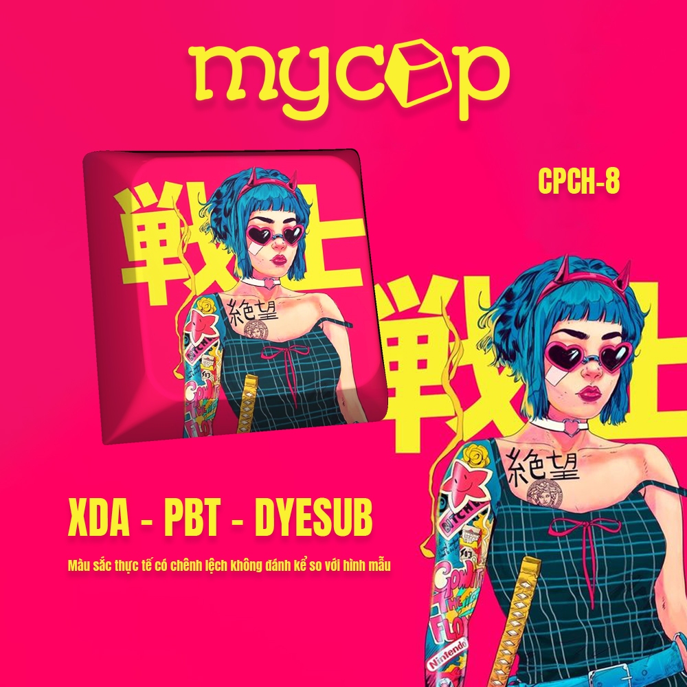 Keycap lẻ XDA cho bàn phím cơ, chất liệu PBT, in Dyesub hình Cyberpunk ...