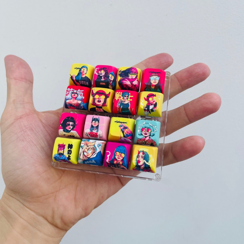 Keycap lẻ XDA cho bàn phím cơ, chất liệu PBT, in Dyesub hình Cyberpunk ...