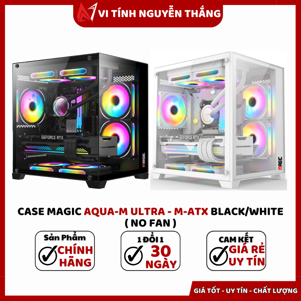[FREE SHIP] CASE MAGIC AQUA-M ULTRA - M-ATX BLACK/WHITE - NO FAN ...
