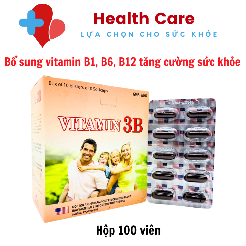 Vitamin 3B Bổ sung vitamin B1, B6, B12 Hỗ trợ tăng cường sức khỏe - Hộp 100 viên | Shopee Việt Nam