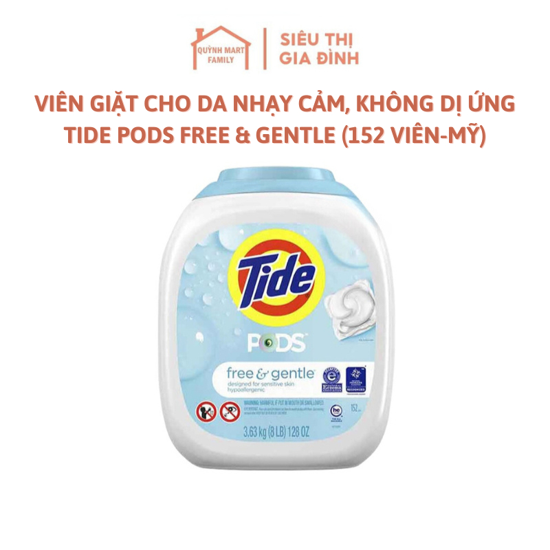 Viên Giặt cho da nhạy cảm, không dị ứng Tide PODS Free & Gentle (152 ...
