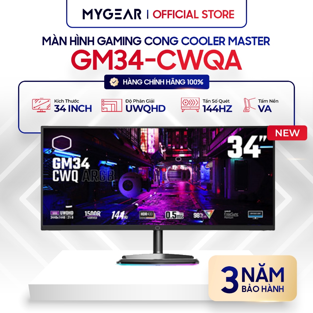 Màn hình cong Gaming COOLER MASTER GM34-CWQA 34" VA UWQHD 144HZ (HDMI ...