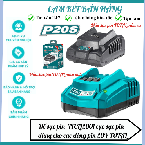 Dụng cụ sạc pin, sạc đôi thông minh, sạc 6 cổng pin 20V TOTAL ...
