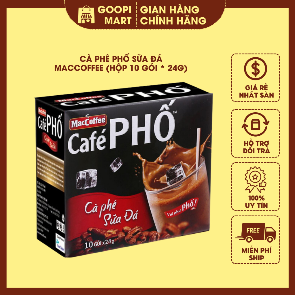 Cà Phê Phố Sữa Đá Maccoffee - Hộp 10 Gói x 24G | Shopee Việt Nam