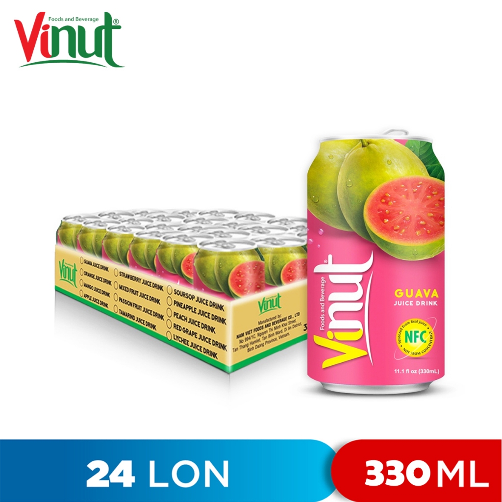 THÙNG 24 LON NƯỚC ÉP ỔI GUAVA JUICE DRINK VINUT 330ML | Shopee Việt Nam