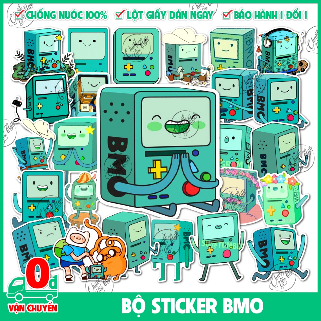 Combo 100 sticker BMO decal hình dán decal người máy xanh dễ thương New ...