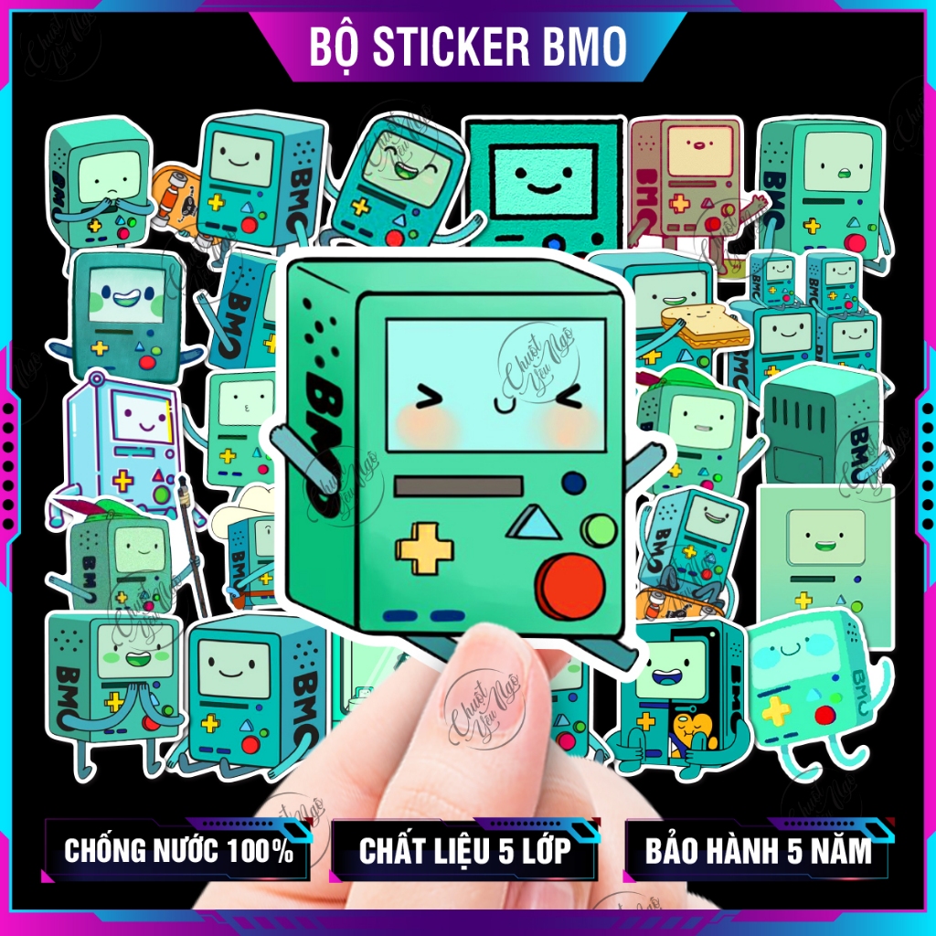 Bộ 100 sticker BMO xanh dễ thương chống nước sticker dán laptop điện ...