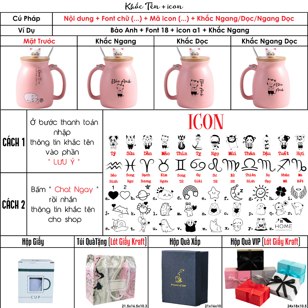 Cốc sứ KHẮC TÊN theo yêu cầu in hình LAZY CAT mèo lười, Ly sứ uống nước ...
