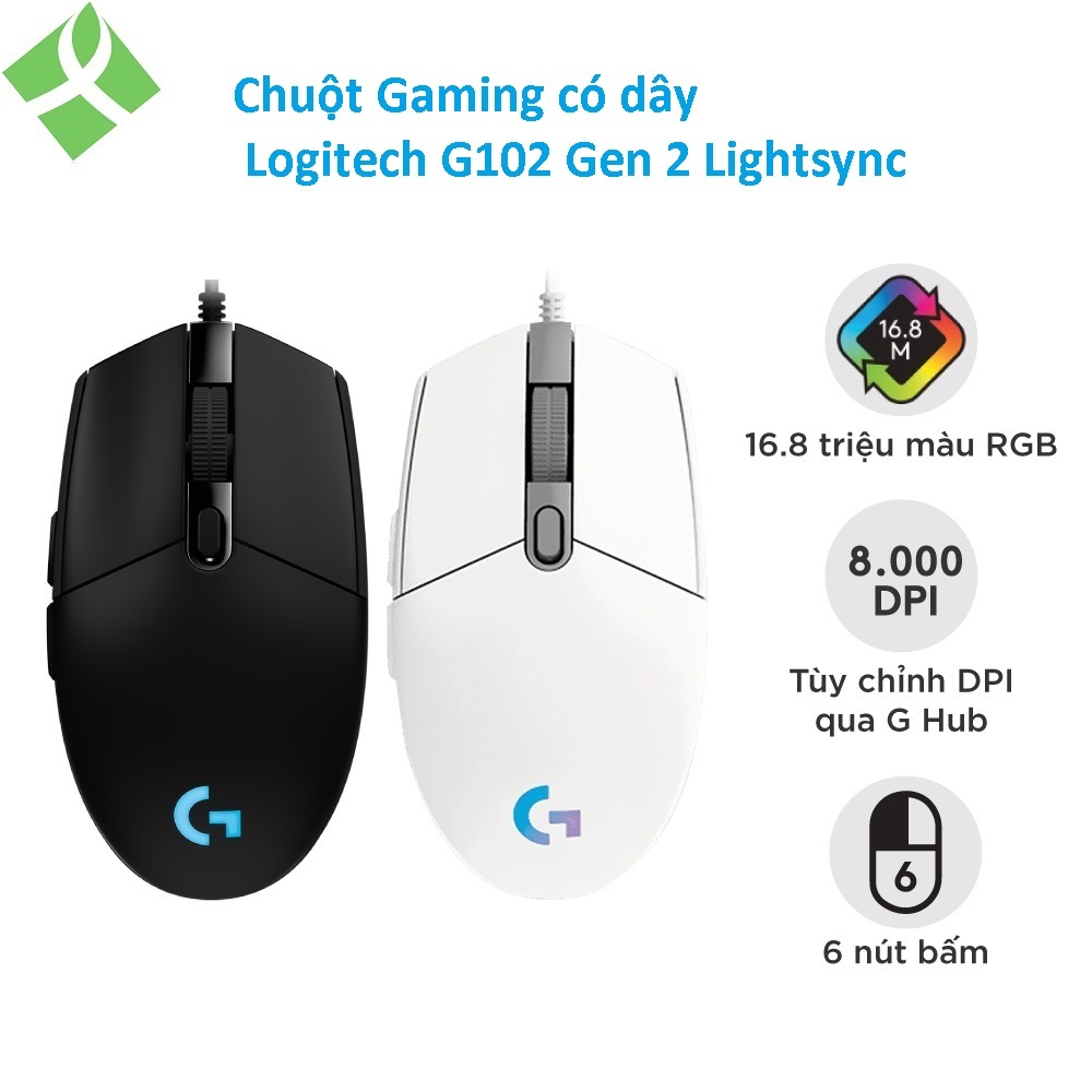 Chuột có dây Logitech G102 Gen 2 Lightsync RGB Gaming- Hàng Chính Hãng | Shopee Việt Nam