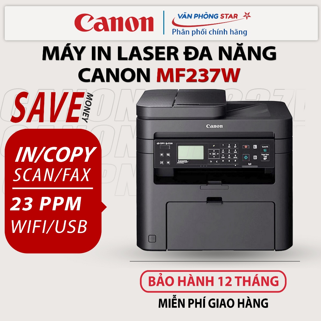 Máy in Laser đa chức năng Canon MF237W. Máy Scan, máy Photo, Máy fax, Máy in A4 tất cả trong 1 ...