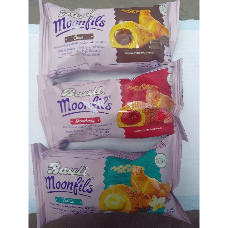 Bánh mì sừng bò bauli moonfils 45g gói .vị dâu.sôcôla.Vanila DATE MỚI ...
