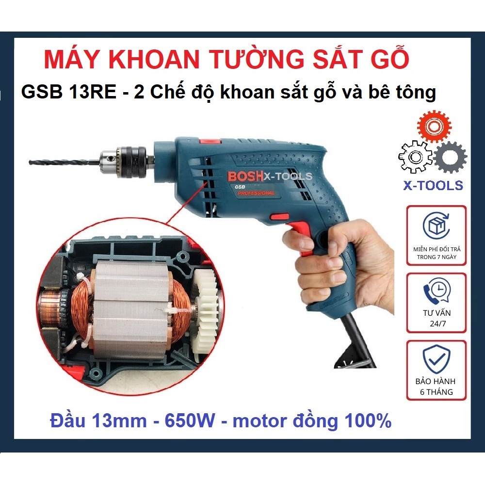 Máy Khoan Động Lực Máy Khoan Cầm Tay GSB13RE Motor Đồng Tặng Mũi Khoan,Máy Khoan Bê Tông 2 Chế ...