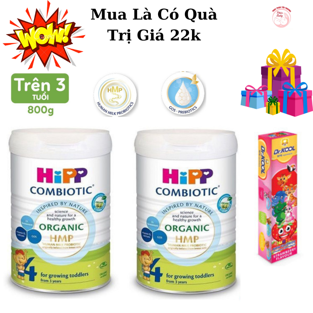 Combo 2 lon Sữa HiPP 4 Organic Combiotic Lon 800g sữa bột công thức bổ ...