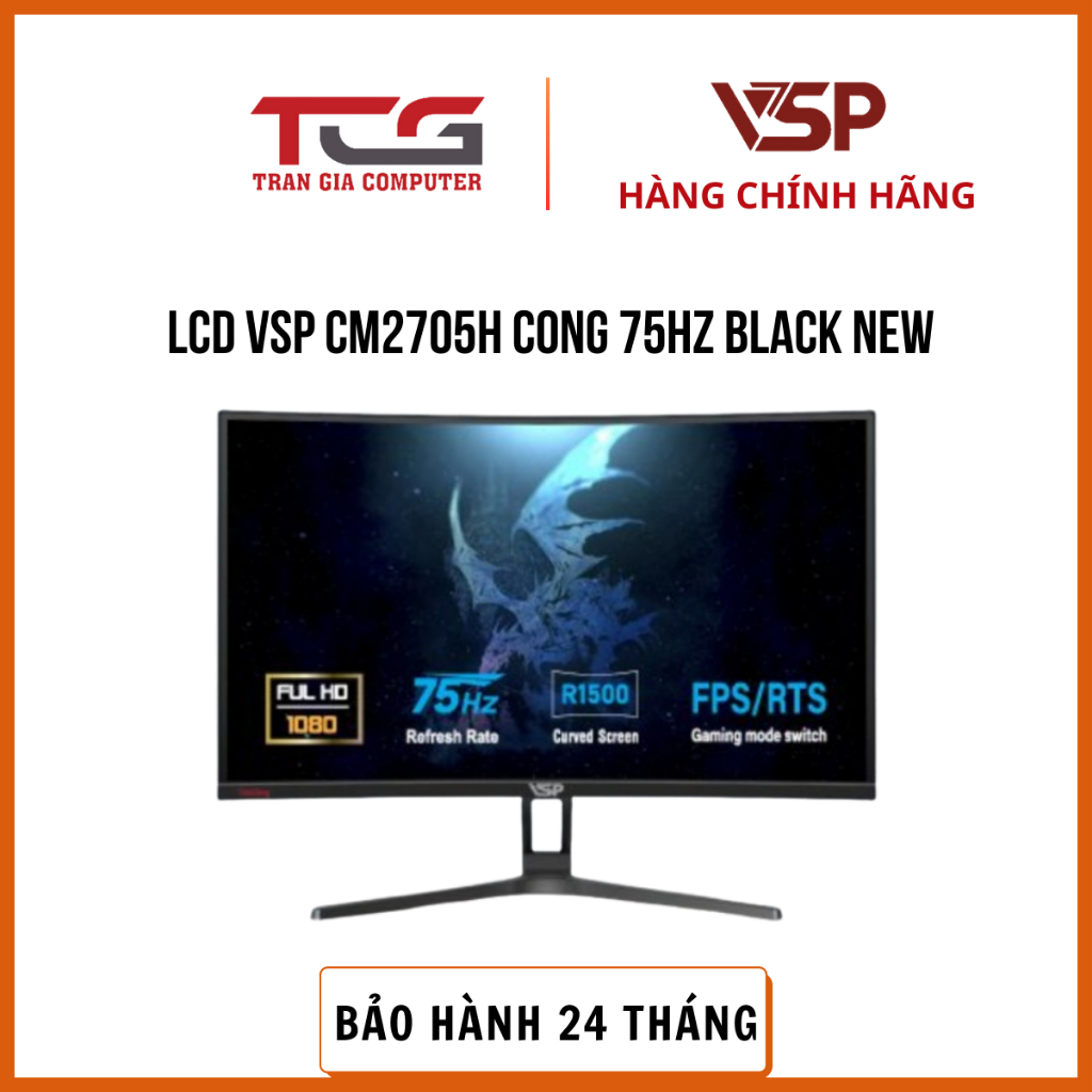 Màn Hình VSP CM2705H CONG (27"/ FHD/ VA/ 75Hz/ 5ms/ 300nits/ HDMI+VGA/ Cong/ Đen) Bảo Hành 24 ...