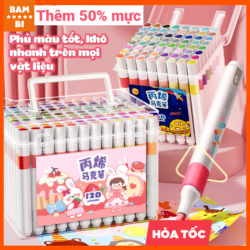 Bút màu Acrylic Marker, bút lông màu, bút dạ chống nước kèm hộp nhựa ...