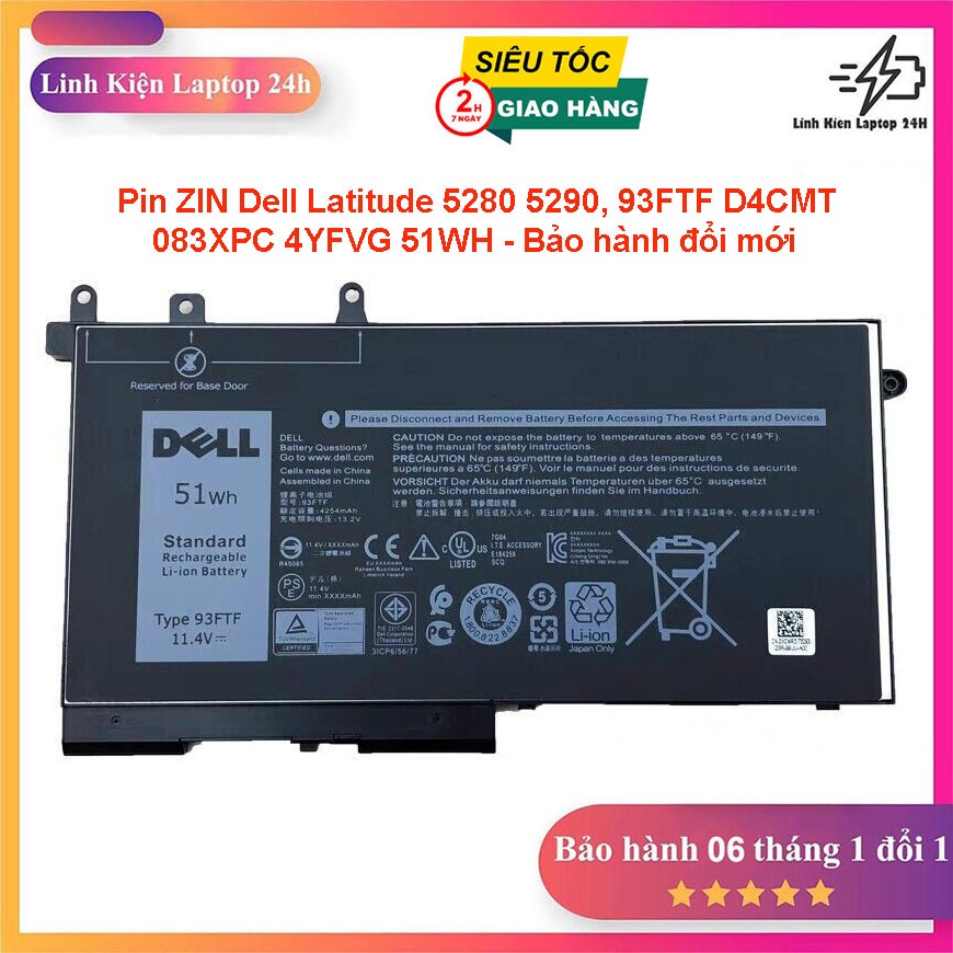 Pin Dell 93FTF Dành Cho Dell Latitude 5280 5290, 93FTF D4CMT 083XPC ...