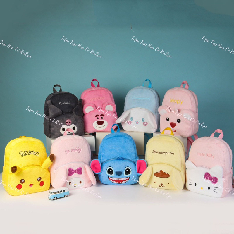 Balo Size 28cm Hoạt Hình Gấu Dâu Lotso, Kitty, Melody, Kuromi, Loopy ...