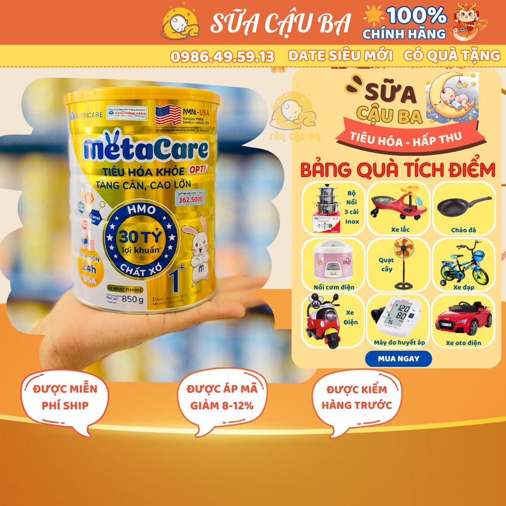 Sữa bột Nutricare MetaCare Opti 1+ tiêu hóa khỏe, tăng cân, cao lớn (LON 850g) | Shopee Việt Nam