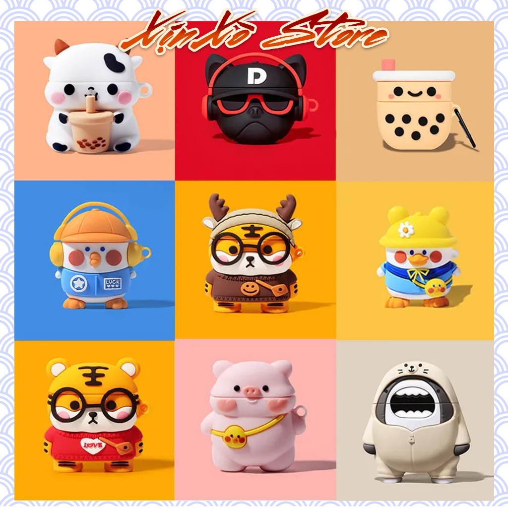 Vỏ bảo vệ Airpod 2/3/Pro/Pro2 nhiều mẫu kèm móc khóa, ốp airpods nhiều ...