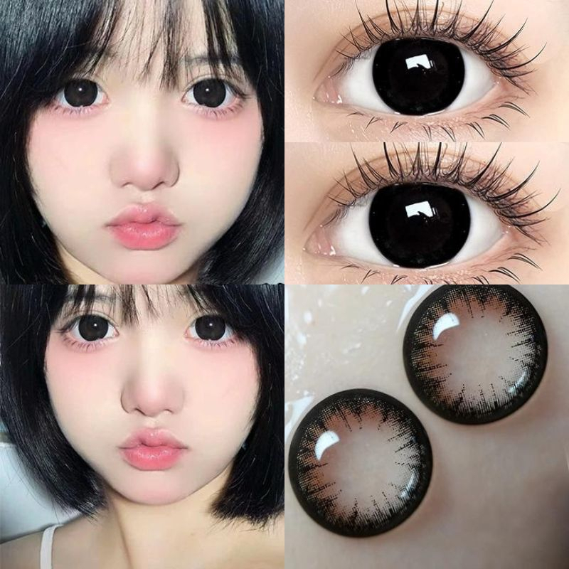 [Big Eyes 0độ]Mystic Eyes lens đen cận Kính áp tròng cận lens black ...