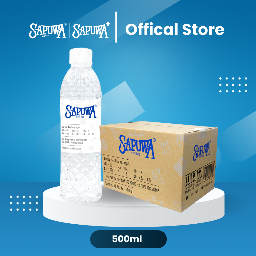 Thùng 24 chai nước tinh khiết Sapuwa 500ml | Shopee Việt Nam