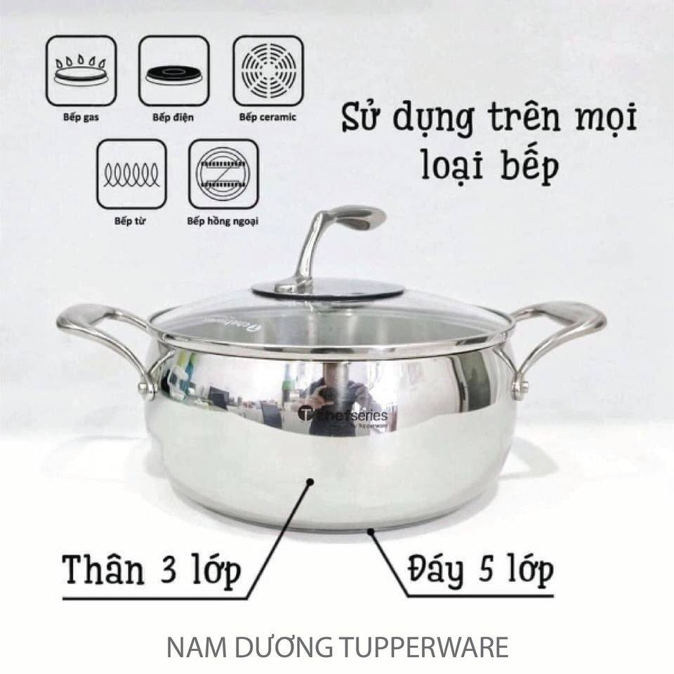 Bộ nồi chảo quánh Tupperware T Chef Series 5 lớp chính hãng | Shopee ...