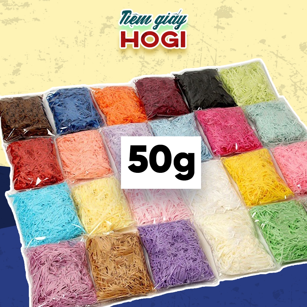 Giấy rơm lót hộp HOGI, giấy vụn cắt sợi gói 50g nhiều màu, đa năng ...