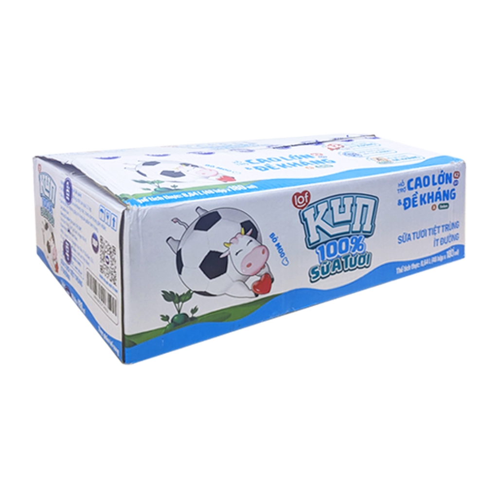 Thùng 48 hộp sữa tươi tiệt trùng ít đường LOF Kun 100% Sữa tươi 180ml (không thẻ) | Shopee Việt Nam