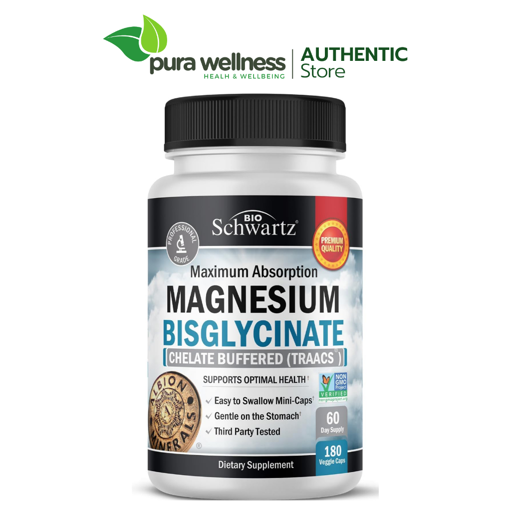 BioSchwartz Magnesium Bisglycinate 100% Chelate 180 viên bổ sung Magie ...