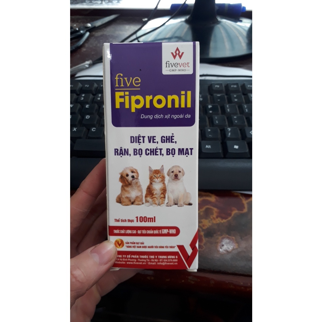 Five Fipronil diệt ve, ghẻ rận, bọ chét, bọ mạt chó mèo (dạng xịt 100ml) | Shopee Việt Nam