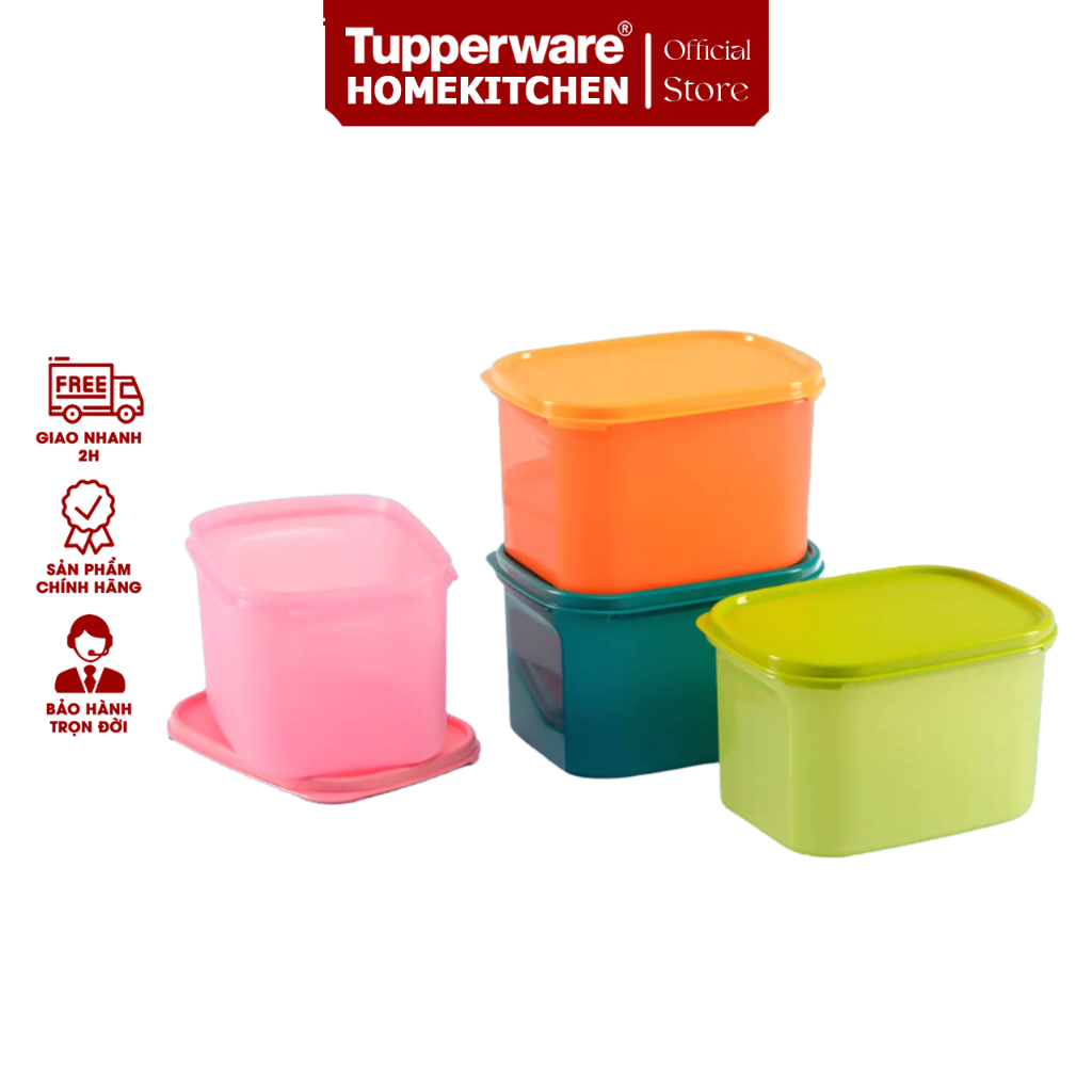 Bộ Hộp Colorful Rectangular 2L (4 hộp) - Tupperware | Shopee Việt Nam