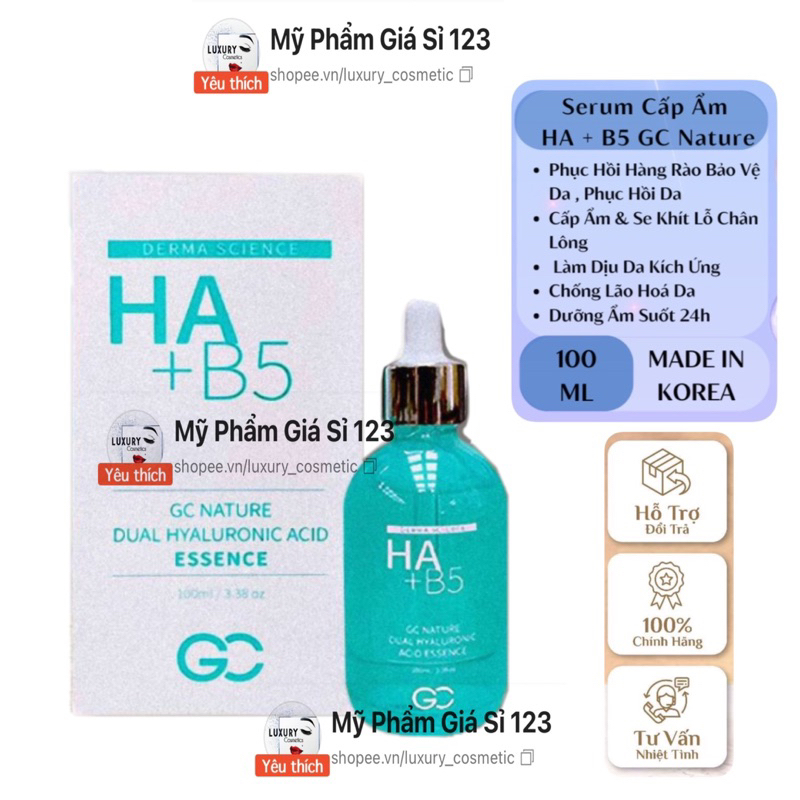 Serum Cấp Ẩm Phục Hồi Da HA + B5 GC Natura Dual Hyaluronic Acid Essence 100ml Hàn Quốc | Shopee ...