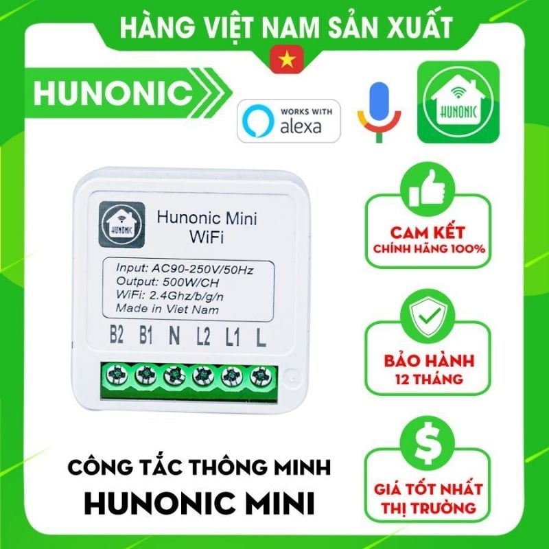 Công tắc thông minh Hunonic mini - dùng song song công tắc cơ và công ...