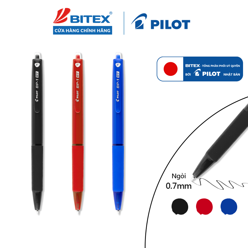 Bút bi bấm Plastic Pilot BP-1RT ngòi 0.7mm | Shopee Việt Nam