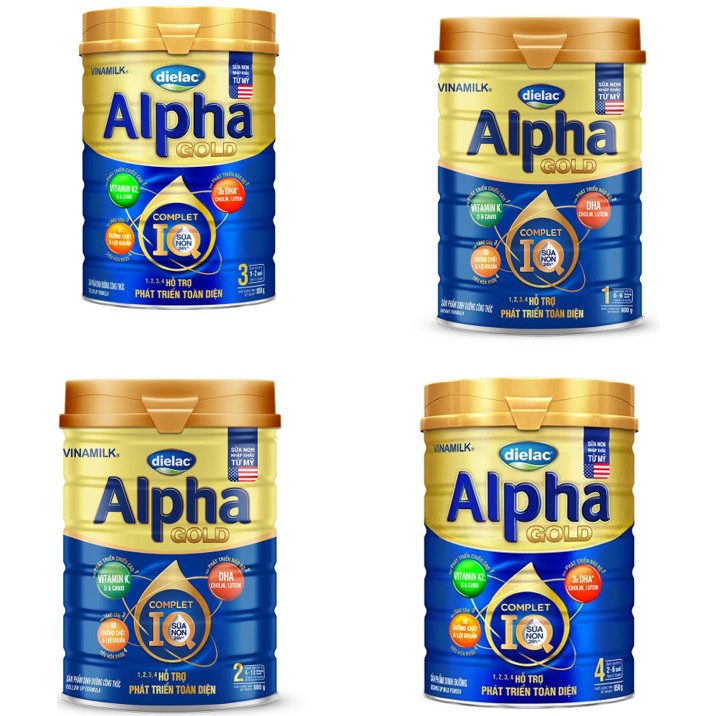 Sữa bột Dielac Alpha Gold IQ số 1/2/3 lon 850g và 800g | Shopee Việt Nam