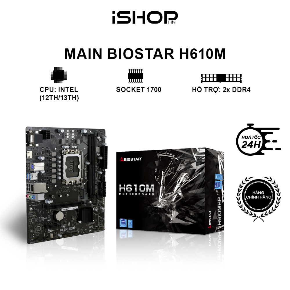 Bo mạch chủ Mainboard Biostar H610MHP CPU Intel (12th/13th/14th ...