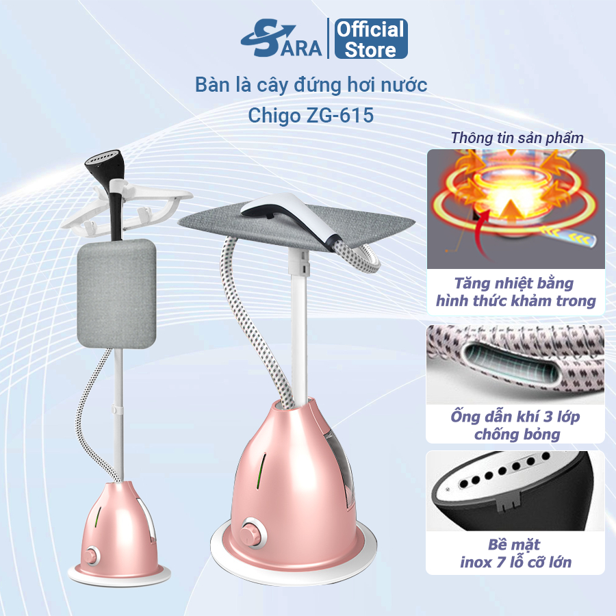 Bàn là hơi nước đứng mẫu mới CHIGO ZG-615 bàn là cây hơi nước công suất 2000W phù hợp mọi loại ...
