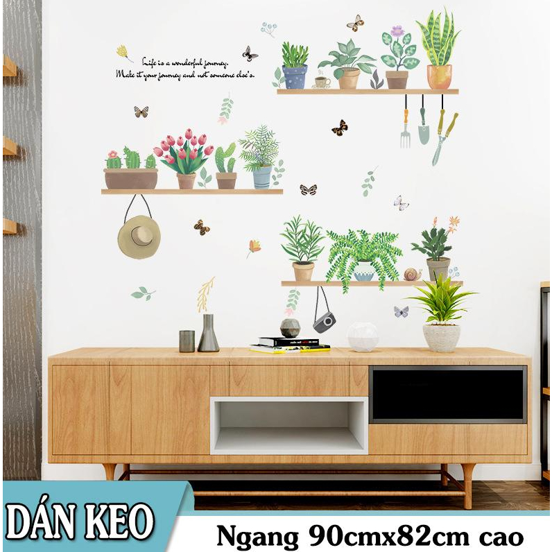 Decal trang trí tường - Nhiều Chậu Cây treo khung-BA7249 | Shopee Việt Nam
