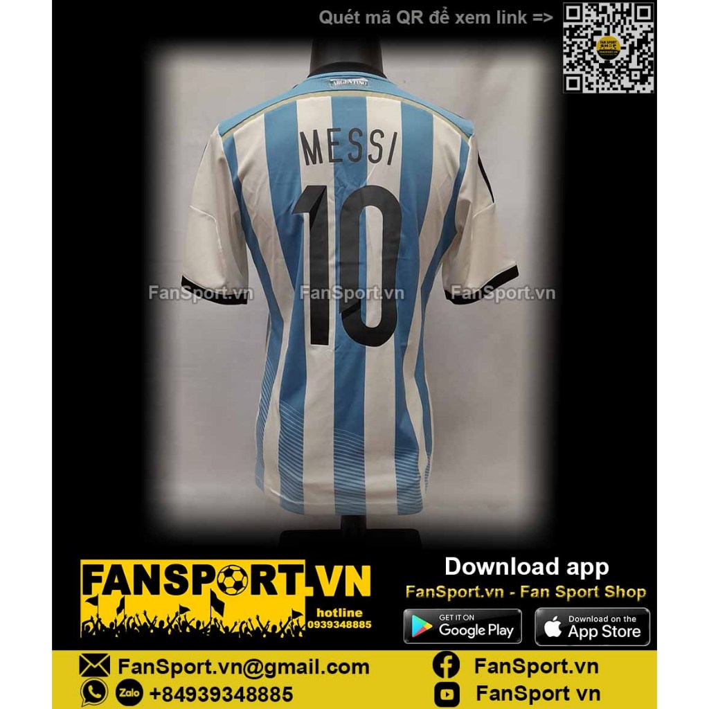 Áo đấu cầu thủ bóng đá Lionel Messi 10 Argentina 2013-2014-2015 home ...