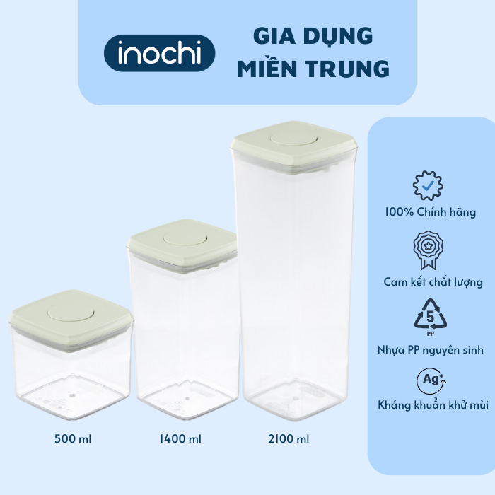 [BẢN ĐẶC BIỆT] Bộ 3 hộp đựng thực phẩm khô Hokkaido INOCHI thể tích 500ml, 1400ml, 2100ml ...