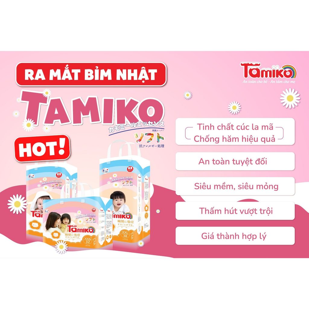 (Tặng balo)Tã Bỉm Nhật Tamiko mềm mại, an toàn, siêu thấm hút đủ size ...