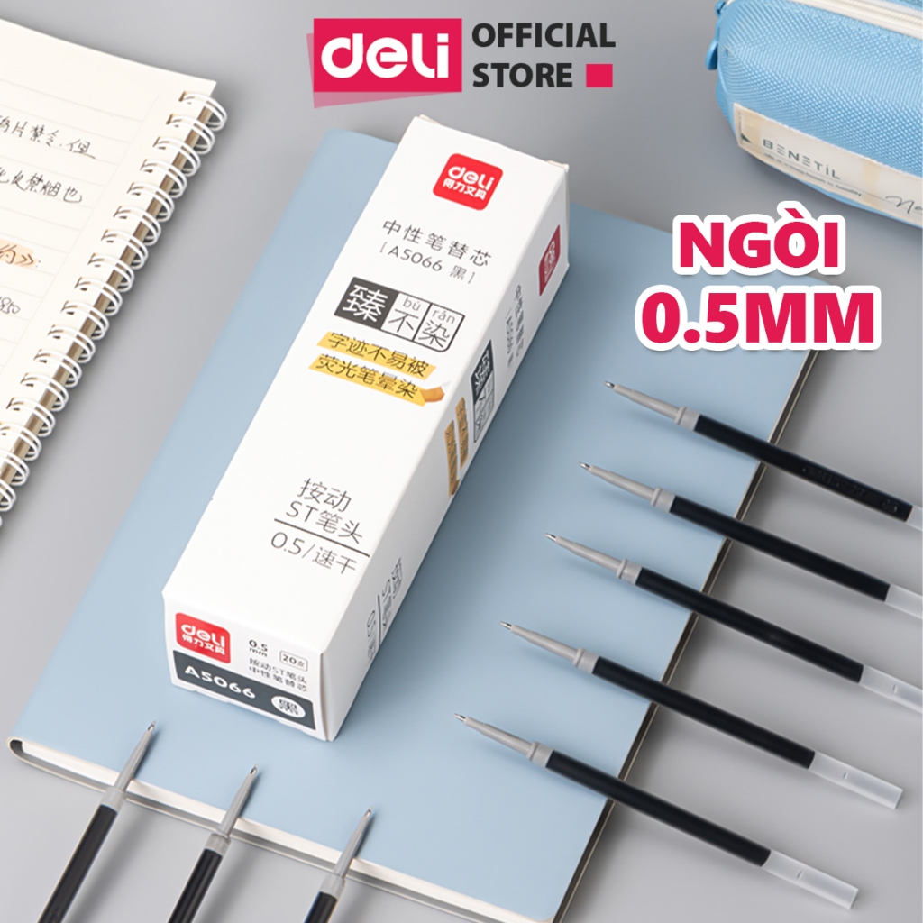 Combo 5 Ruột Bút A575 S60-ST Ngòi Viết Gel Deli 0.5mm Dùng Cho Bút Bi Nước Bút Gel Nhiều Loại ...