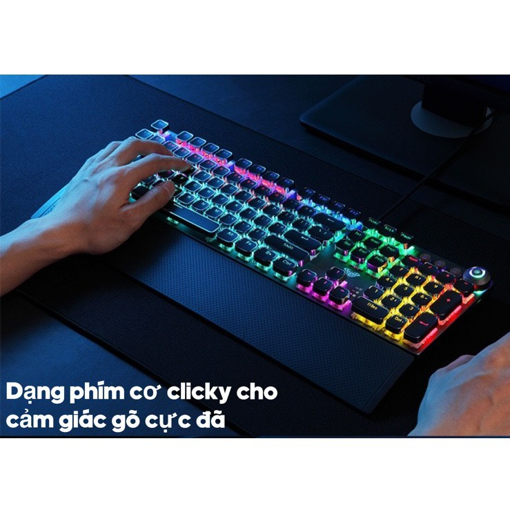 Bàn Phím Cơ Máy Tính Gaming Có Dây Kèm Kê Tay Cao Cấp 22 Chế Độ Led Rgb ...