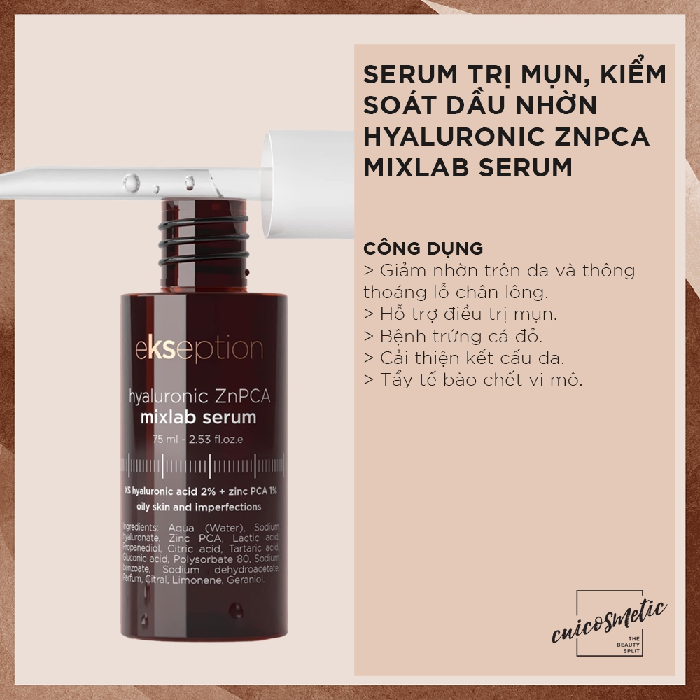 ekseption Hyaluronic ZnPCA Mixlab Serum - Giảm Mụn Trứng Cá, Kiểm Soát ...
