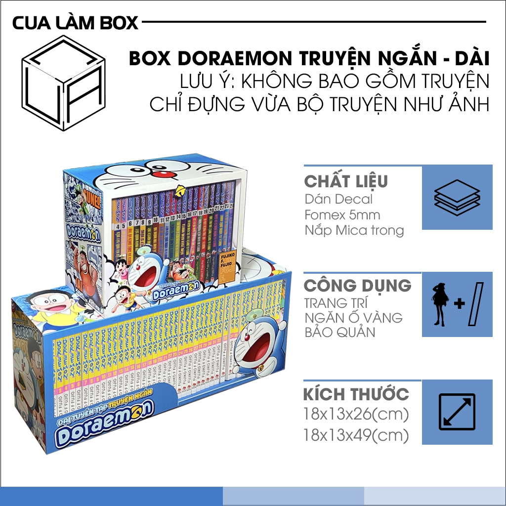 Box đựng truyện tranh Doraemon có nắp mica, Boxset manga Đô rê mon có ...