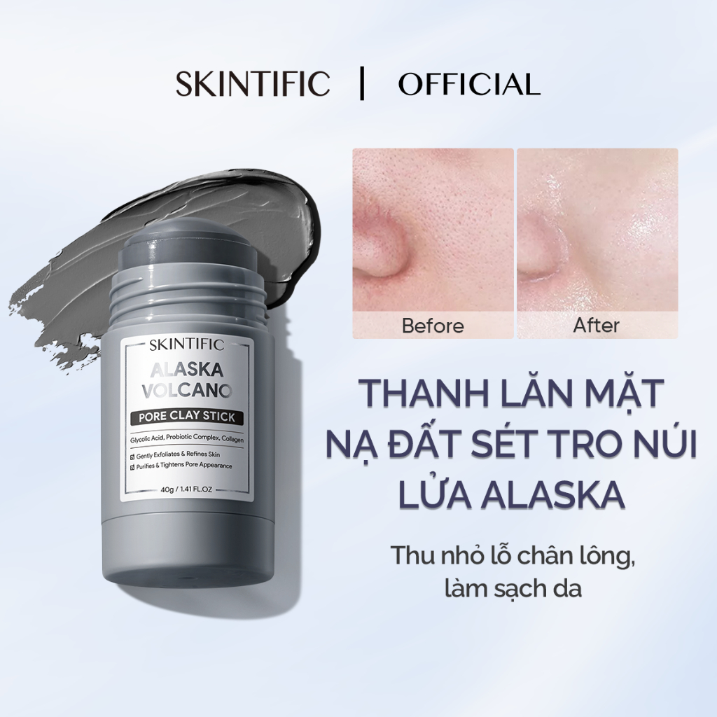 Thanh lăn mặt nạ đất sét tro núi lửa Alaska cải thiện mụn đầu đen làm ...
