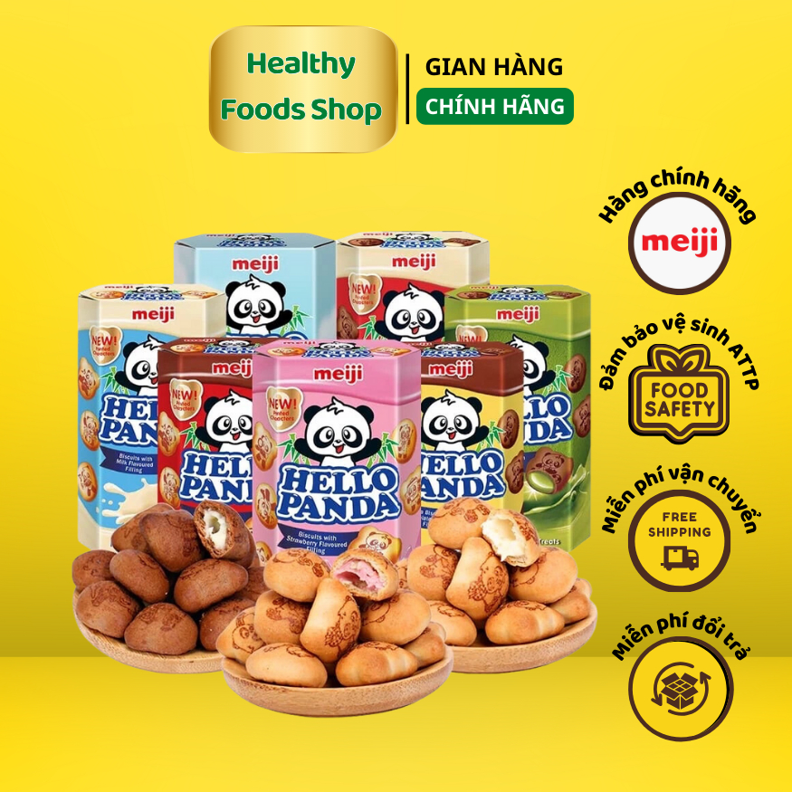 Bánh Gấu Hello Panda hộp 43gr vị Dâu, Sữa, Socola Meiji | Shopee Việt Nam