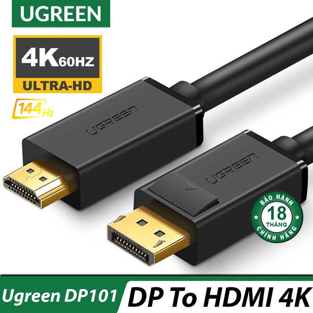 Cáp Displayport to HDMI Ugreen 4K60Hz 15773 15774 DP119 10238 10239 10202 10203 10204 Chính hãng ...